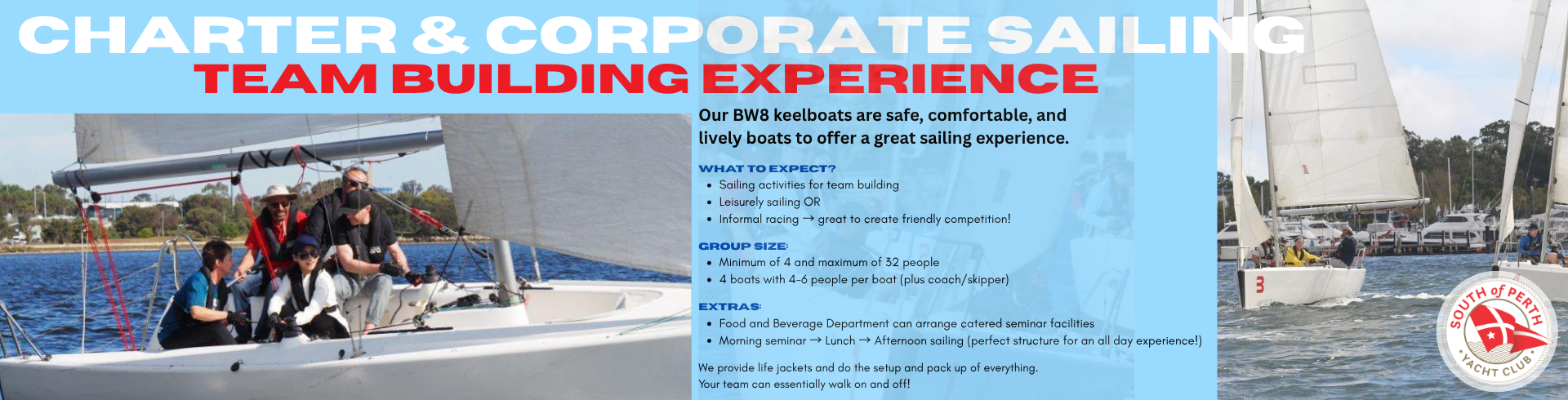 Charter & Corporate Sailing - South of Perth Yacht Club
